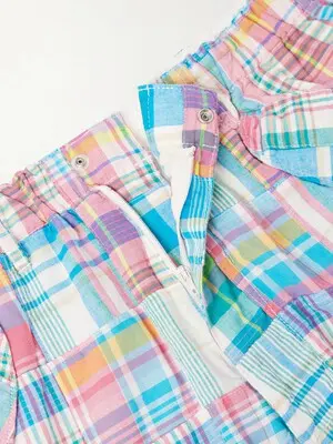 BEAMS Straight-leg Patchwork Checked Cotton Cargo Shorts