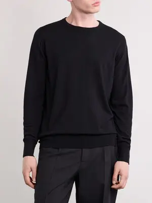 William Lockie Merino Wool Crewneck Sweater - Black
