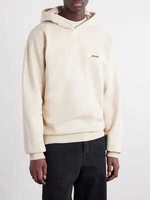 Jacquemus Cotton-jersey Hoodie With Logo - Neutrals