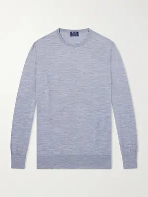 William Lockie Virgin Wool Long Sleeve Crewneck Sweater - Gray