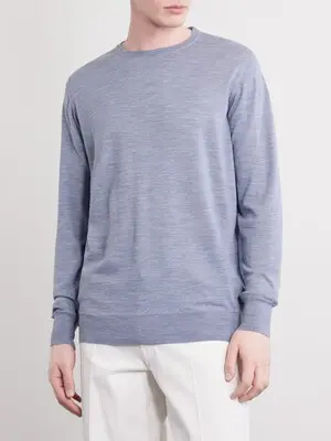 William Lockie Virgin Wool Long Sleeve Crewneck Sweater - Gray