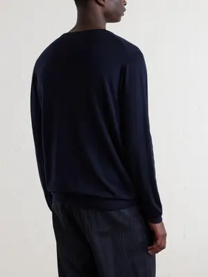 William Lockie Merino Wool Crewneck Sweater - Blue