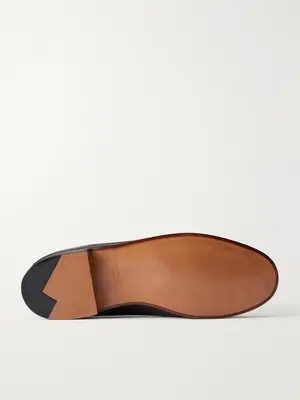 J.M. WESTON 180 Leather-trimmed Suede Penny Loafers - Brown