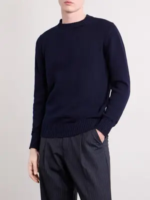 William Lockie Knitted Cotton Sweater - Blue