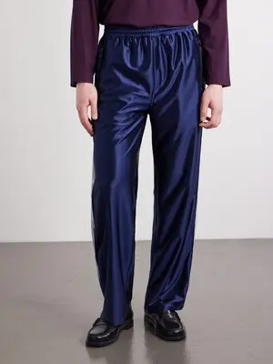 Needles Straight-leg Logo-embroidered Satin Sweatpants