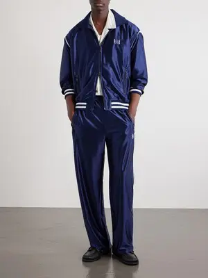 Needles Straight-leg Logo-embroidered Satin Sweatpants