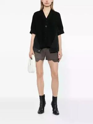 Sacai Hybrid Denim-panel Shorts - Brown
