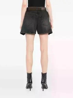 Sacai Hybrid Denim-panel Shorts - Brown