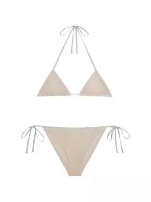 MC2 SAINT BARTH Glitter-effect Triangle Bikini - Neutrals