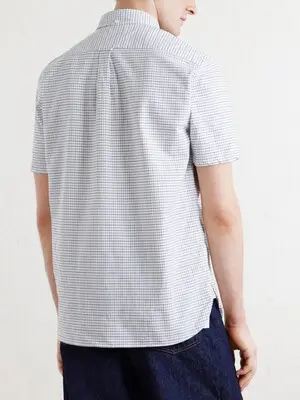 BEAMS Button-down Collar Checked Cotton Shirt