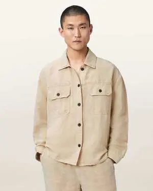ALLSAINTS Korten Linen Blend Relaxed Fit Shacket