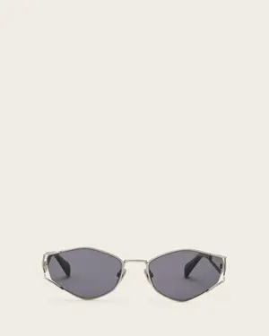 ALLSAINTS Jaye Geometric Frame Sunglasses - Silver