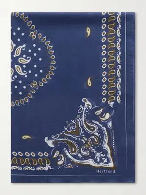 Hartford Bandana-print Cotton-voile Scarf - Blue