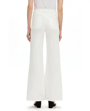 BAYEAS Mid Rise Wide Leg Button Fly Jeans With Frayed Hem