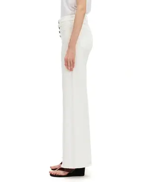BAYEAS Mid Rise Wide Leg Button Fly Jeans With Frayed Hem