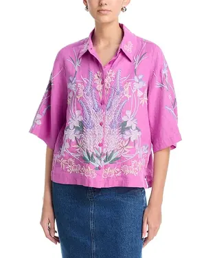 Johnny Was Linen Kimono Sleeve Shirt