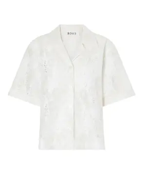 RÓHE Embroidered Linen-blend Lace Shirt - Neutrals