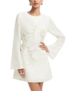 LEO LIN Suzanne Applique Bell Sleeve Mini Dress