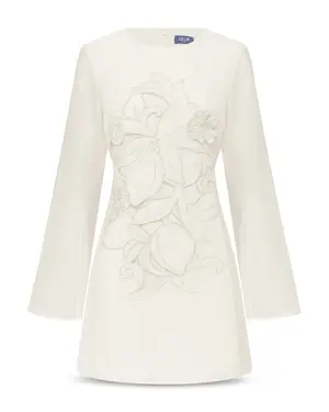 LEO LIN Suzanne Applique Bell Sleeve Mini Dress