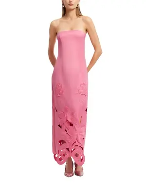 LEO LIN Rayna Applique Bustier Maxi Dress - Fuchsia