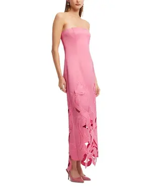 LEO LIN Rayna Applique Bustier Maxi Dress - Fuchsia