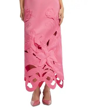 LEO LIN Rayna Applique Bustier Maxi Dress - Fuchsia