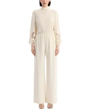 Oscar De La Renta Palm Tree Cutout Blouse