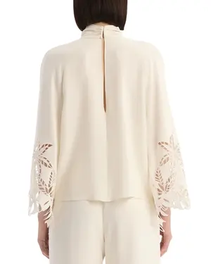 Oscar De La Renta Palm Tree Cutout Blouse