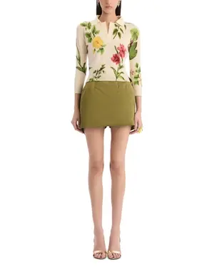 Oscar De La Renta Printed Collared Wool Sweater