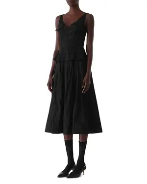 JASON WU Embroidered Bodice Midi Dress - Black