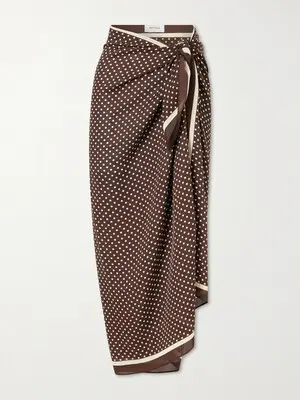 Matteau Polka-dot Silk-georgette Pareo - Brown