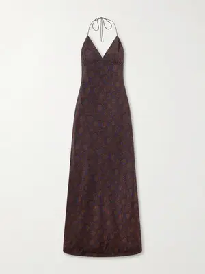 Matteau Printed Silk-crepe De Chine Maxi Dress - Brown