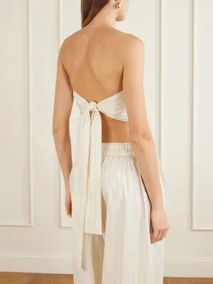 ST. AGNI Strapless Pinstriped Top - Neutrals