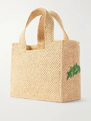 Loewe Paula's Ibiza Small Embroidered Raffia Tote - Neutrals