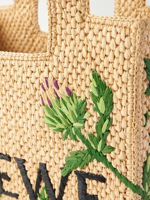 Loewe Paula's Ibiza Small Embroidered Raffia Tote - Neutrals