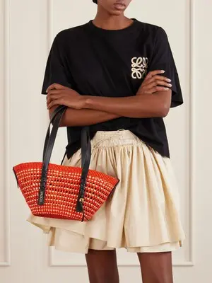 Loewe Paula's Ibiza Braid Basket Raffia Shoulder Bag - Red