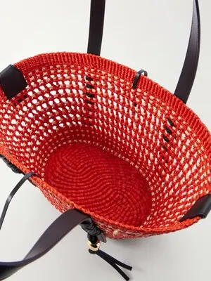 Loewe Paula's Ibiza Braid Basket Raffia Shoulder Bag - Red