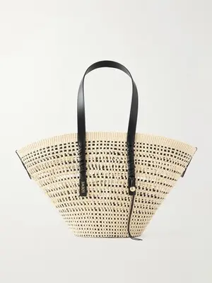Loewe Paula's Ibiza Leather-trimmed Iraca Tote - Neutrals