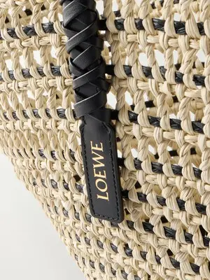 Loewe Paula's Ibiza Leather-trimmed Iraca Tote - Neutrals