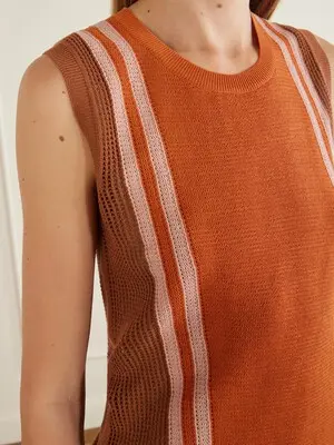 Marni Striped Open-knit Crocheted Cotton Tank