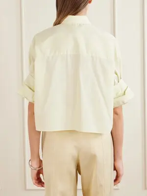 TWP Cropped Cotton Button-down Shirt - Yellow