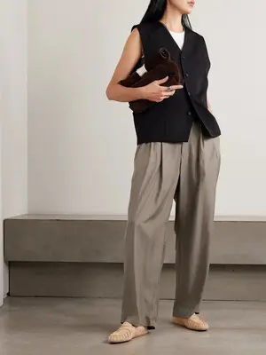 SSSTEIN Pleated Wide-leg Twill Pants
