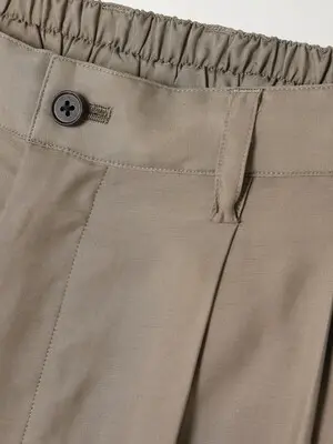 SSSTEIN Pleated Wide-leg Twill Pants - Brown