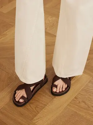 A.emery Jalen Suede Sandals With Gold Tone Buckle - Brown