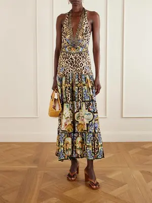 Camilla Tiered Crystal-embellished Printed Maxi Dress