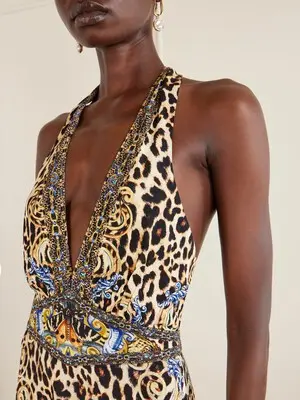 Camilla Tiered Crystal-embellished Printed Maxi Dress