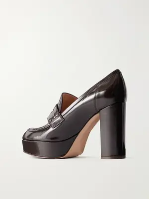 GIANVITO ROSSI Hadden Nuit 70 Leather Platform Pumps - Brown