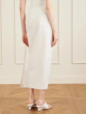 Khaite Shay Tie-detailed Cotton-poplin Wrap Midi Skirt - White