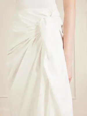 Khaite Shay Tie-detailed Cotton-poplin Wrap Midi Skirt - White
