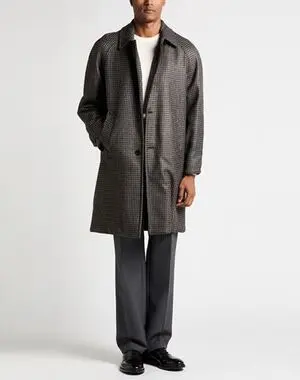 PALTO' Single-breasted Houndstooth Flannel Coat - Grey